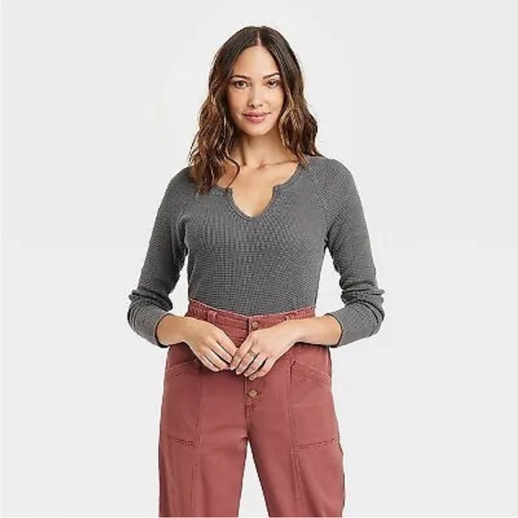 Knox Rose | Tops | Knox Rose Long Sleeve Notch Neck Thermal Top Knox ...